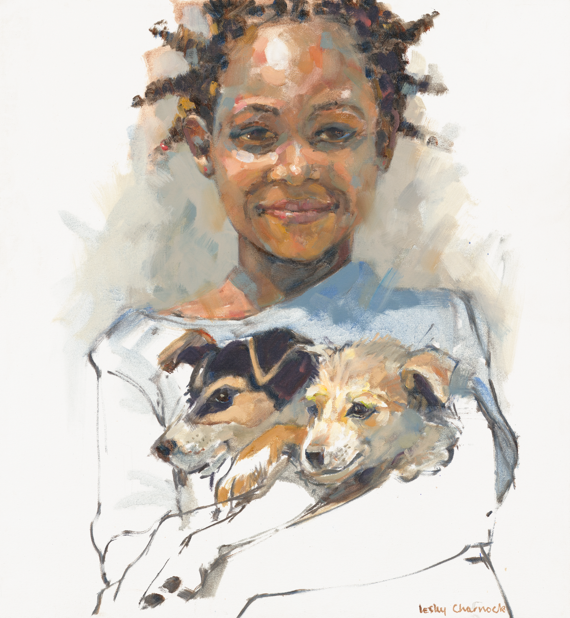 Girl Hugs Dogs Canvas Print - Heartwarming & Charming Wall Art ...